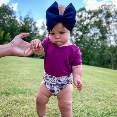 White Burgundy Blush Floral Print Jersey Knit Bummies With - Etsy