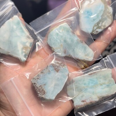 Rough Larimar Stone Slices / Natural Larimar Slabs/ 20-60 G Size Blue ...