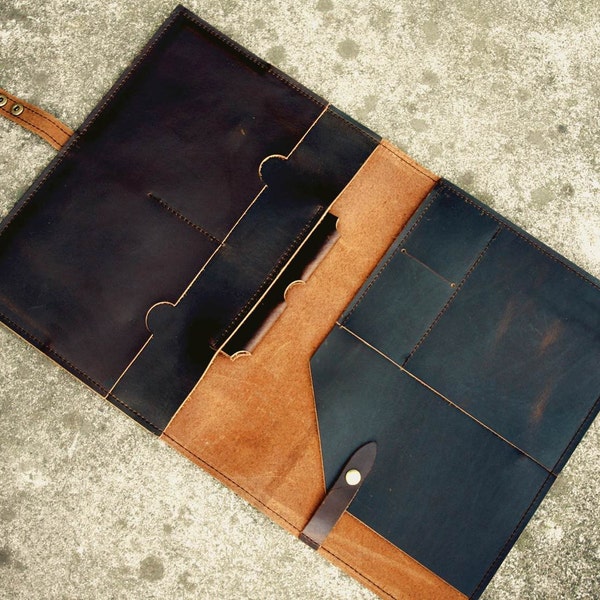 Personalized Leather Portfolio Case: Handmade A4/A5 iPad Organizer - Etsy