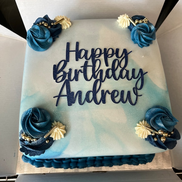 Sheet Cake Topper, Happy Birthday, Glitter Cardstock, Personalised ...