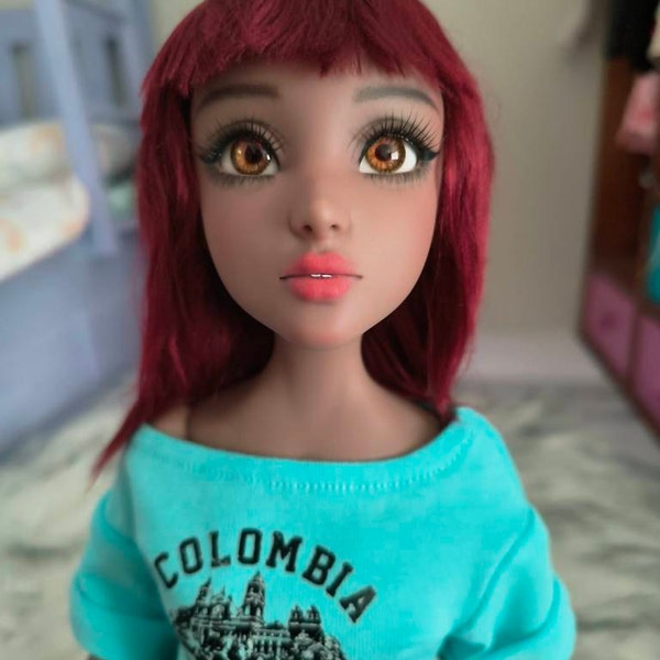 17cm Bjd Head Long Unicorn Mix, Violet Gray No Bangs Handmade Hand Dyed ...