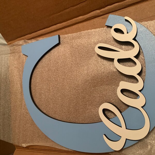 Custom Wooden Wall Name Sign Wood Big Letters Modern Nursery Bedroom ...