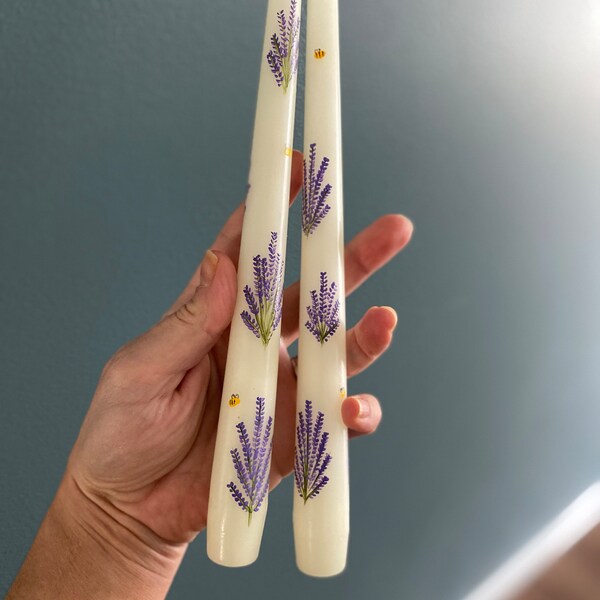 Set of 2 Lemon Tree Hand-painted Taper Candles; Handmade Gift, Wedding ...