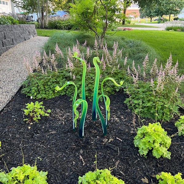 Made to Order - 6 Multi Colored Fronds - Hand Blown Glass Garden Art - Etsy