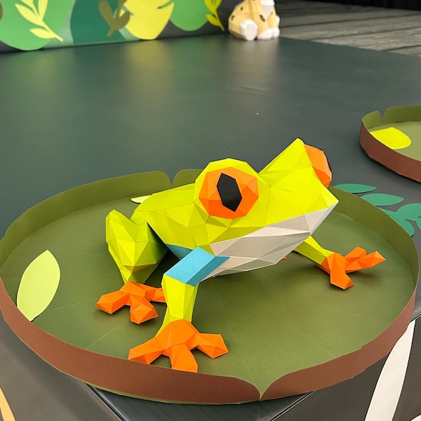 Red-eyed Tree Frog 3D Papercraft Model, Papercraft, for Cameo or Cricut ...