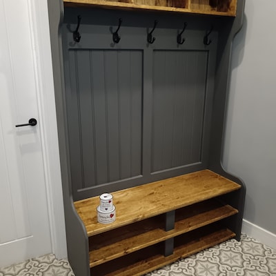 4ft Wide Coat Rack,boot Room, Hallway Bench,monks Bench, Shoe Storage ...