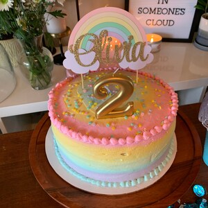 Rainbow Cake Topper in Pastel Colors Personalized Birthday Cake Topper ...
