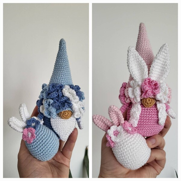 Easter Gnomes Crochet Pattern, Flower Gnome, Bunny Gnome , Spring ...
