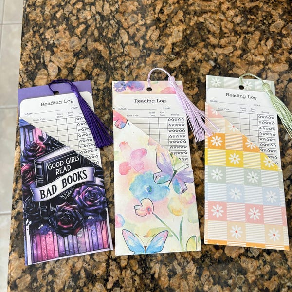 Bookmark Pouch + Reading Log & TBR Log Bookmark || Book Stack Themed ...