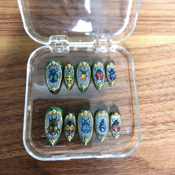 Red Spider Lilly Watercolor Press on Nails - Handmade Elegant Flower ...