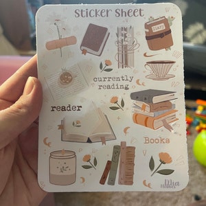 Reading Journal Book Printable Sticker Sheet , Bookish Digital Stickers ...