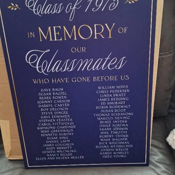 Custom in Memory of Our Classmates High School Reunion Memorial Sign ...
