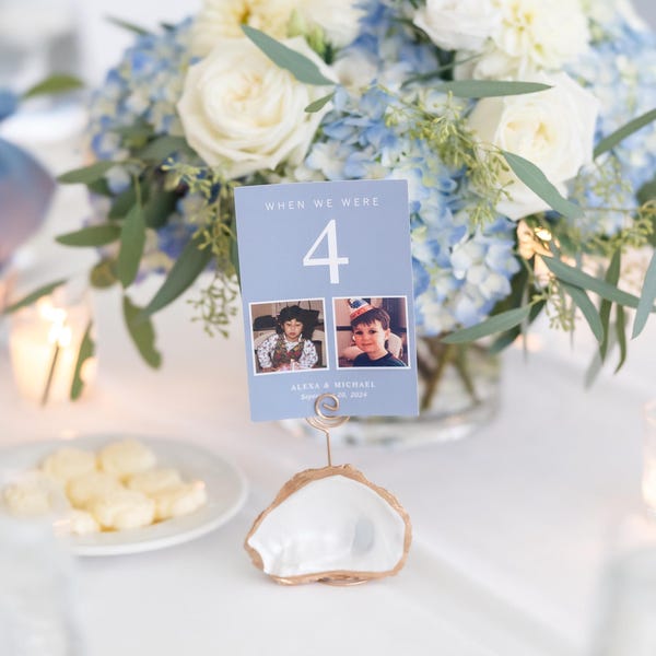 Oyster Shell Table Number Stand, Oyster Shell Place Card Holder,wedding ...