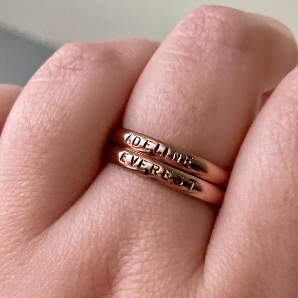 Rose Gold Name Ring, Name Ring, Statement Ring, New Mom Gift, Promise ...