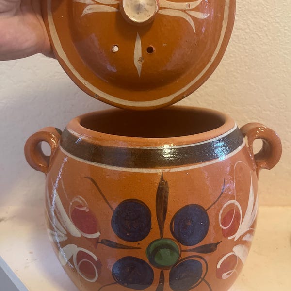 Mexican Clay Pot 5L – Handmade Olla Frijolera for Beans & Soups – Lead ...
