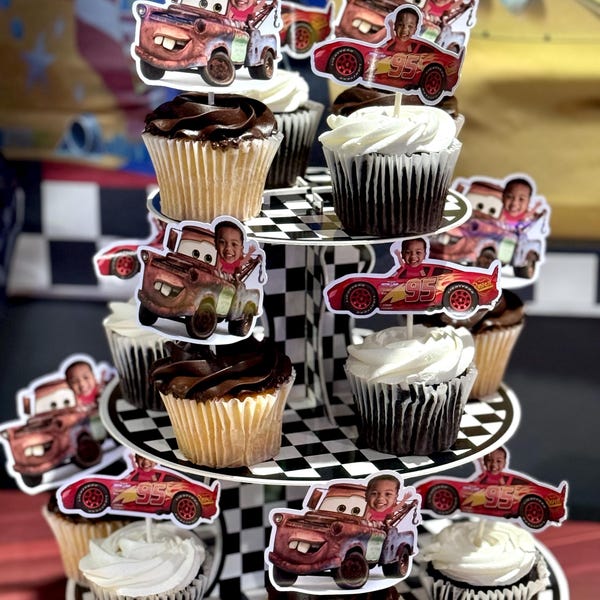 Lighting Mcqueen or Mater Cupcake Toppers, Cars Cupcake Toppers ...