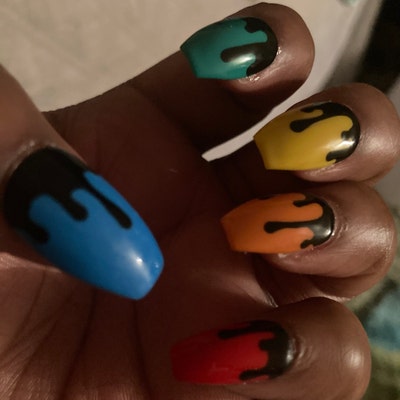 Firework Fallout Press on Nails New Years Nails Glitter Placement ...