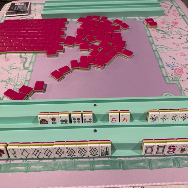 Pastel Chinoiserie Mahjong Mat, Garden Party Neoprene Mahjongg Mat ...