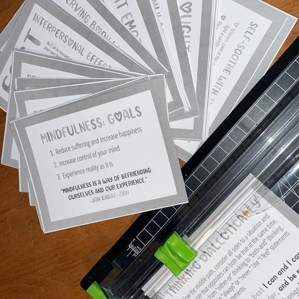 DBT Flash Cards, 44 Printable Cards, Self Help Cards, Coping Skills ...