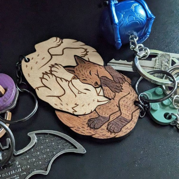 Interlocking Fox and Wolf Couple Keychains - Friendship or Relationship ...