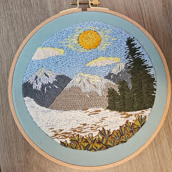 Landscape Embroidery Kit Beginner, Beginner Embroidery Kit, Modern ...