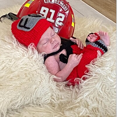 Baby Firefighter Outfit,photo Prop,costume Crochet,firefighter Baby ...