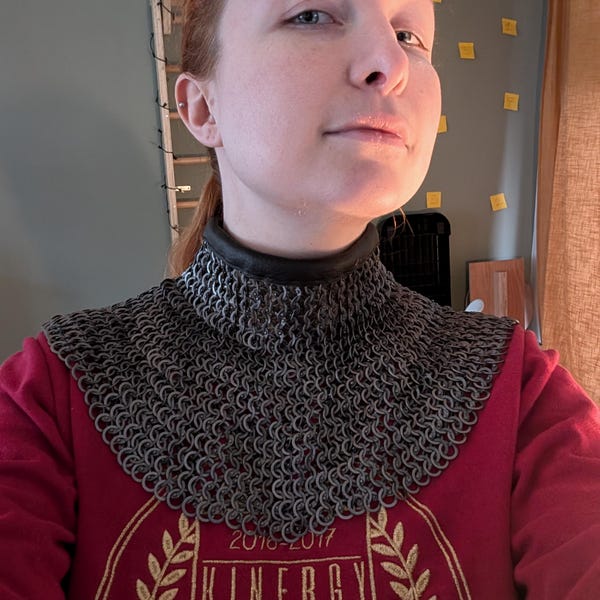 Gorget - Aventail - Chainmail Flat Riveted Rings Padded With White ...