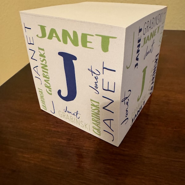 Notable Name Personalized Paper Note Cube, Gifts for Her, Monogram ...