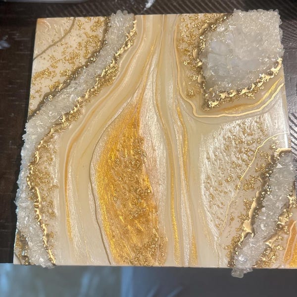 Resin Geode Painting - Crystal - Gold - Rock - Agate - Resin - Textured ...