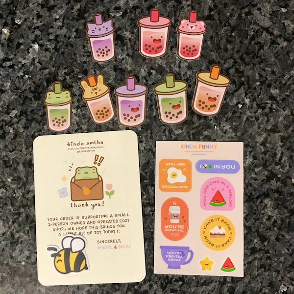 Milk Tea Matte Vinyl Stickers | Bubble Tea | Boba Stickers | Colorful ...