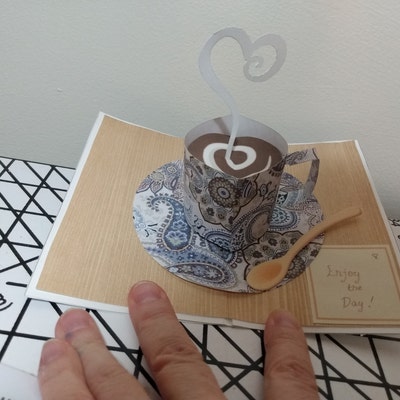 Pattern__pop-up Card__coffee Cup pdf_digital Download File - Etsy
