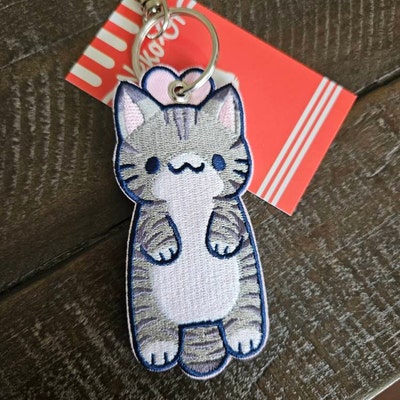 Cute Cat Embroidered Tag Keychain Kawaii Neko Jet Tags - Etsy