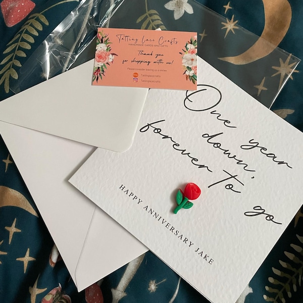 First Anniversary Card: One Year Down, Forever to Go, Crochet Heart ...