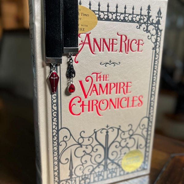 Manon Dark Red Velvet Ribbon Bookmark With Charms Bookish Gift book ...