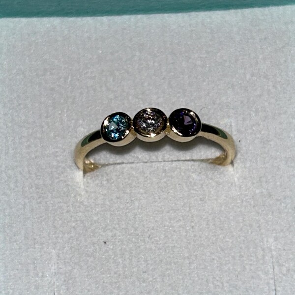 14K Gold Mothers Ring 2,3, 4 Stone, Birthstone Rings, Personalized ...