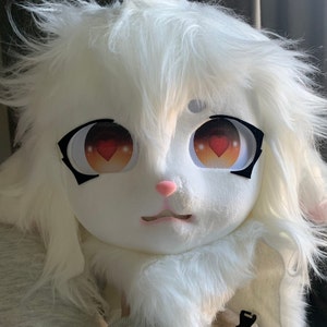 Kig Head Fursuit Furry Head Japan Style,white Cat Mask, Mask King Cat ...