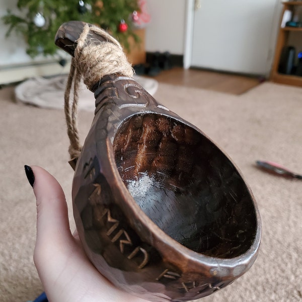 Handcarved Wooden Kuksa Cup - Scandinavian Bushcraft Bowl for Camping ...