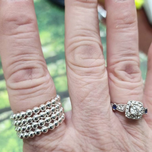 925 Sterling Silver Stretch Rings Stack of 2, Stacked Rings, Womens ...