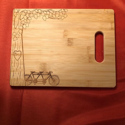 Tandem Bike Cutting Board Personalized Bamboo Cutting Board Tree and ...