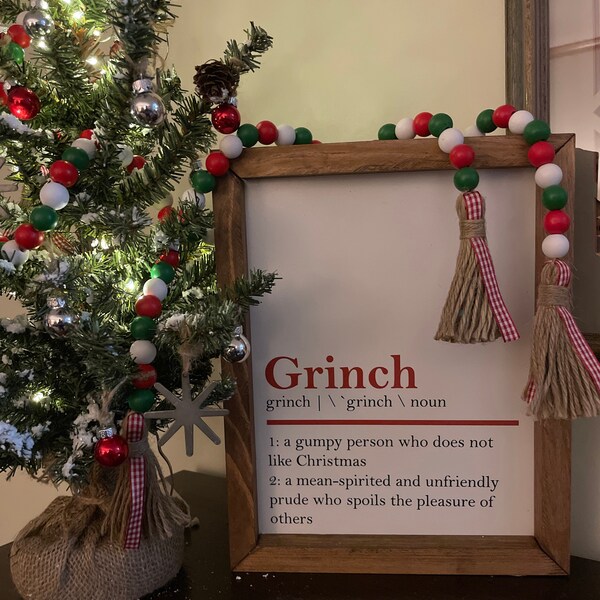Grinch Definition Christmas Wood Framed Sign, Farmhouse Sign, Framed ...