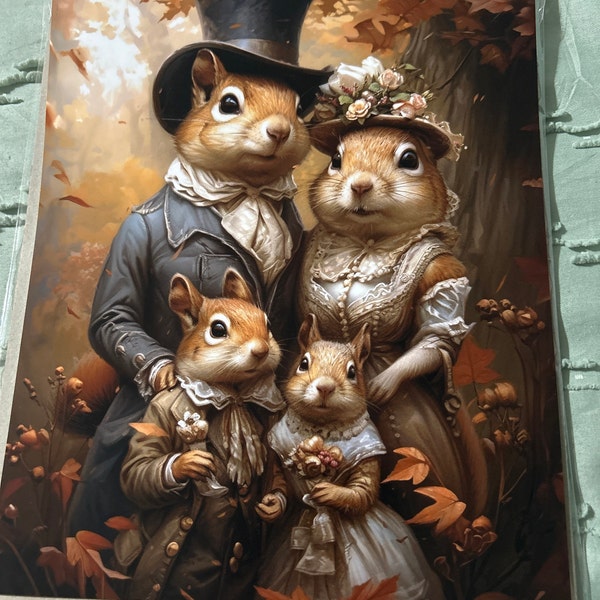 Victorian Squirrel Family Regal Fine Art Giclee, Baroque Painting Wall ...