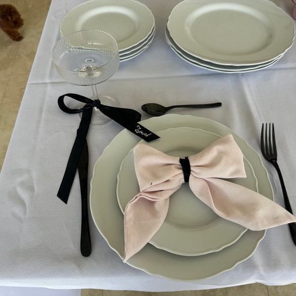 Arch Acrylic Wedding Place Settings With Black Satin Ribbon Bow Elegant ...