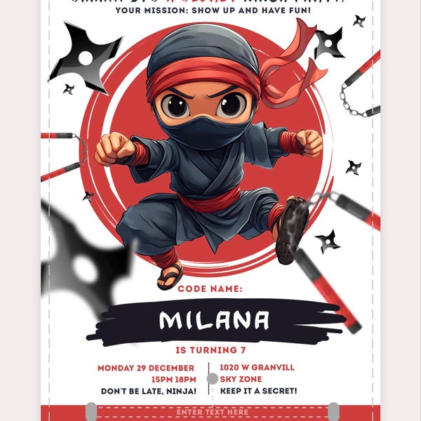 Ninja Birthday Thank You Tags | Ninja Favor Tags | Ninja Party ...