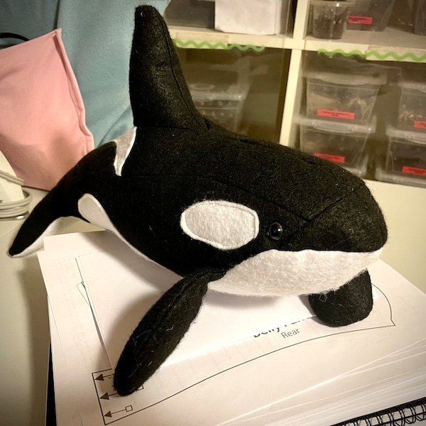 Orca Plush Toy Sewing Pattern Pdf With Appliqué Detailing. Made With ...