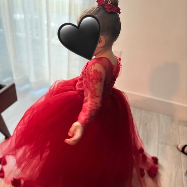 Flower Girl Red Tulle Dress, Pageant Dress, Girls Red Party Dress ...