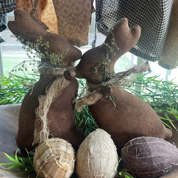 Primitive Chocolate Easter Bunny Ornies: Handmade Bowl Fillers (set of ...