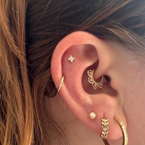 14k Solid Gold Dangle Star Belly Button Ring Sparkling Dangle Navel ...