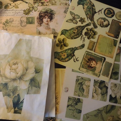 Junk Journal Cards, Digital, Download, Printable, Mixed Media, Collage ...