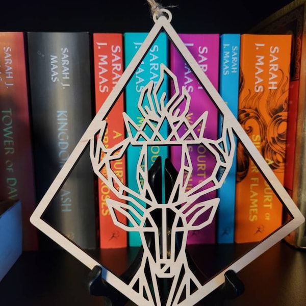 Geometric Stag of Terrasen With Crown on Fire, Wooden Wall Art, 9 ...