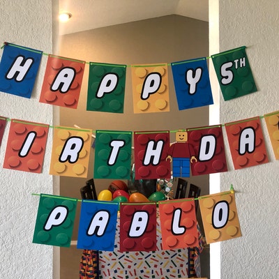 Printable Custom Brick Building Block Party Sign Banner Sign Decor ...